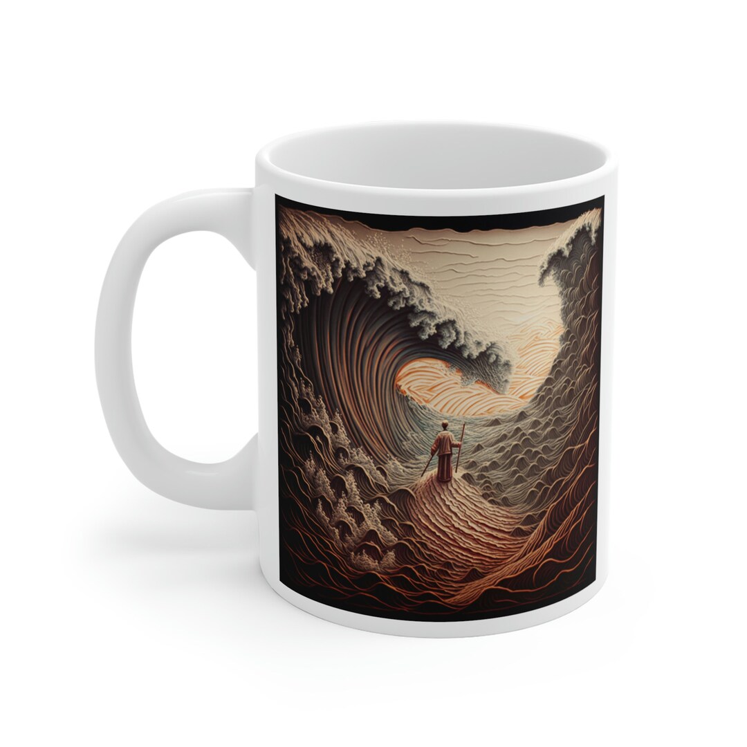 Exodus 14:21 Moses Parting the Red Sea Mug, Bible Verse Ceramic Mug ...