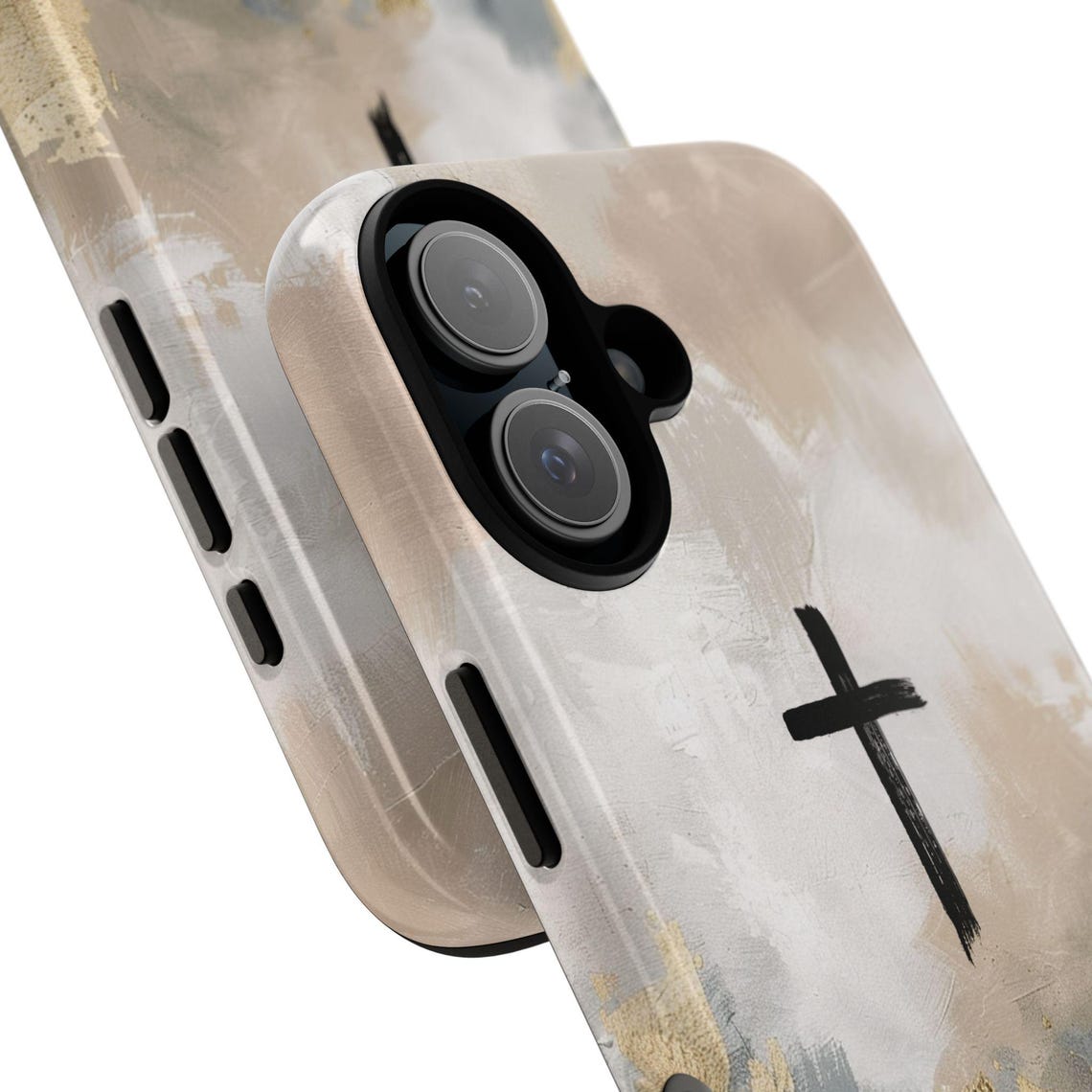 Cross on Beige Gold Wallpaper Magsafe iPhone Case, Christian Catholic ...