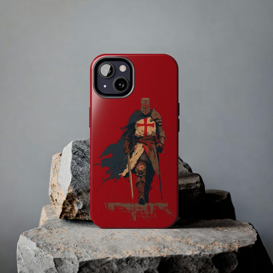 Christian Crusader Knight iPhone Case, Templar Cross Phone Cover, Tough ...