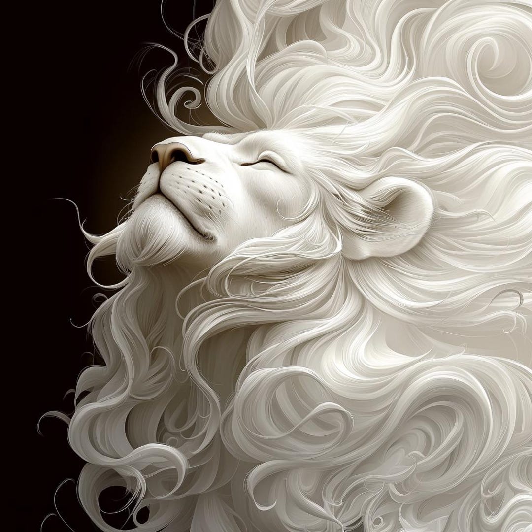 Majestic White Lion of Judah Portrait, PNG Digital High Resolution ...