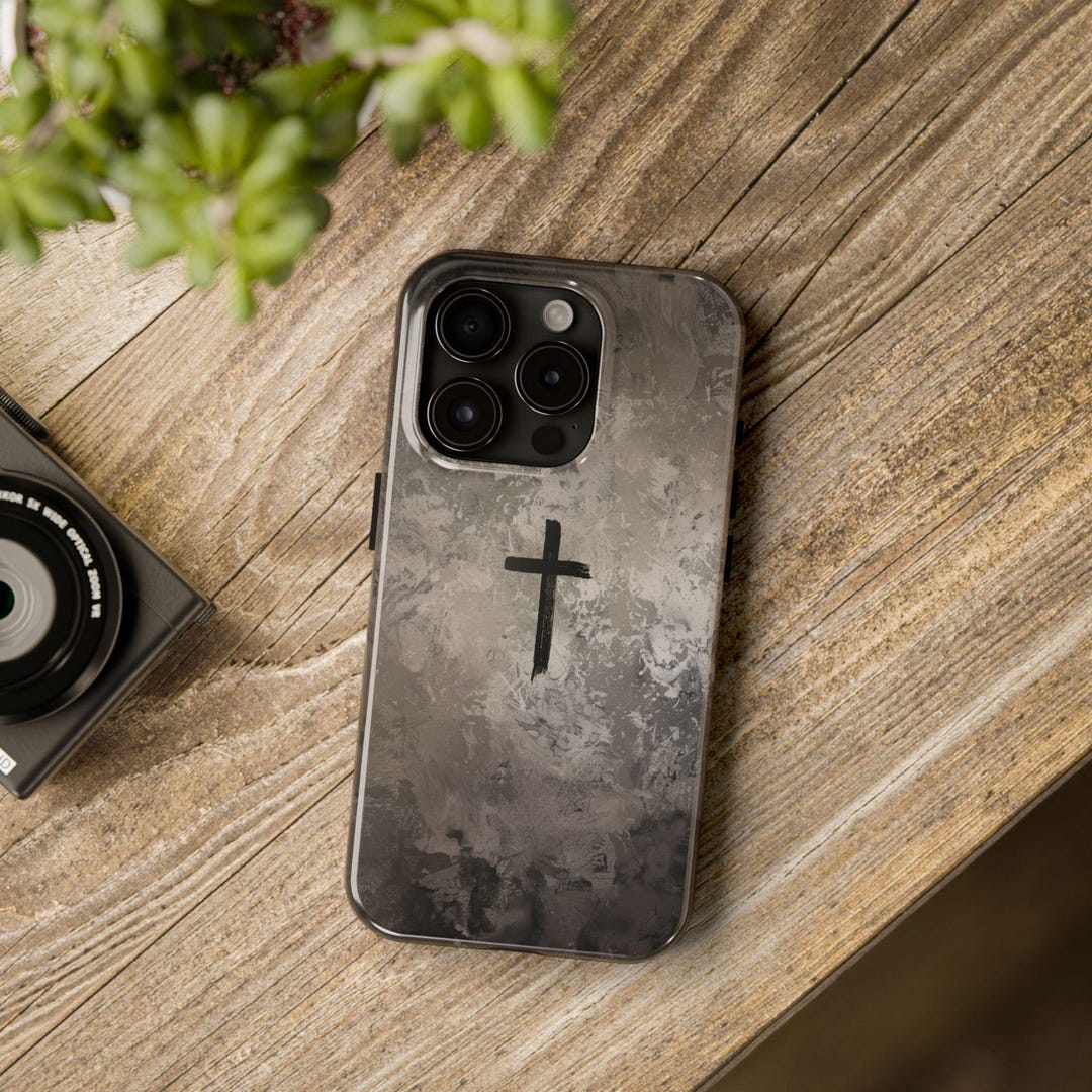 Minimalist Cross on Grey Wall Magsafe iPhone Case, Christian Catholic ...