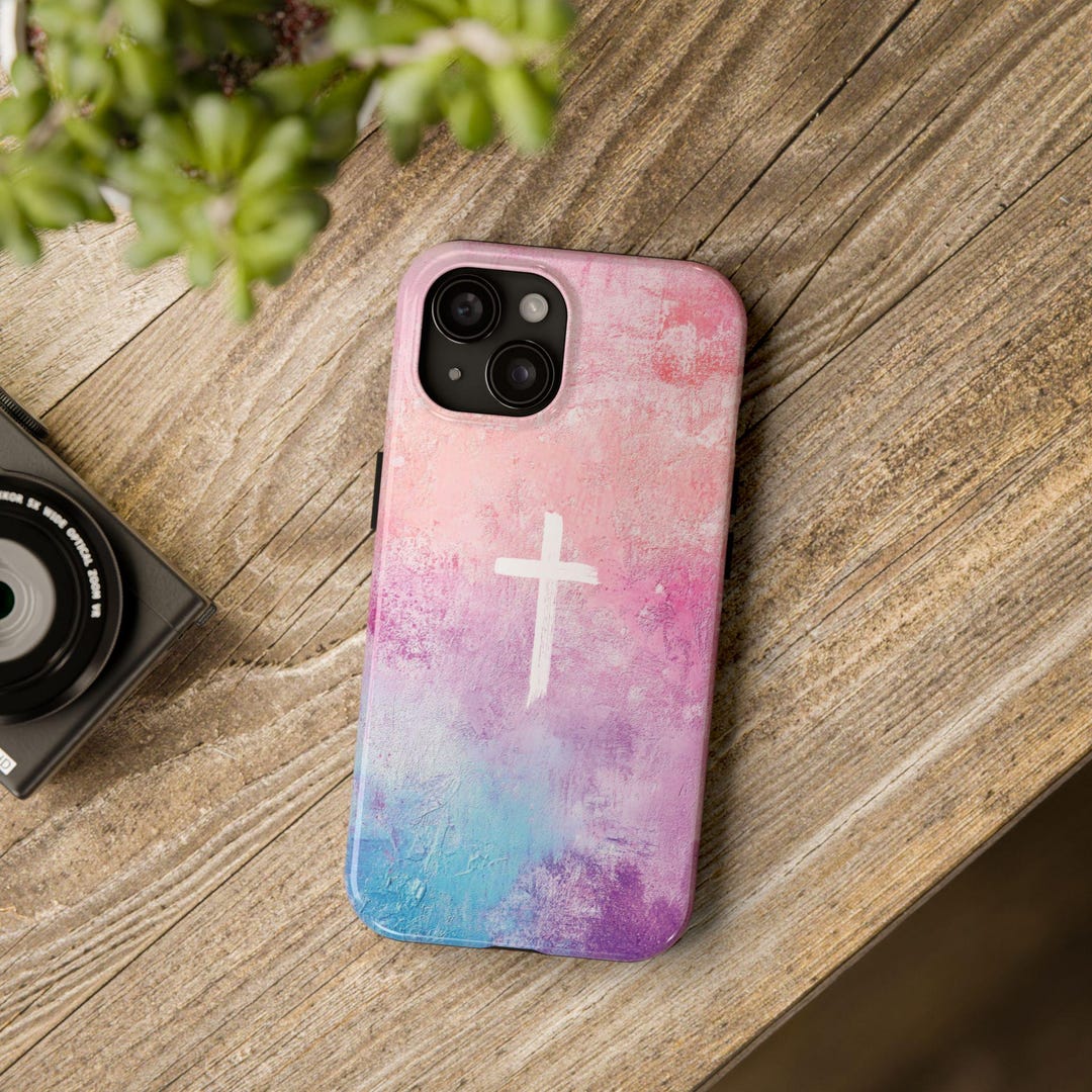 Brushed Cross on Pastel Wallpaper Magsafe iPhone Case, Christian ...