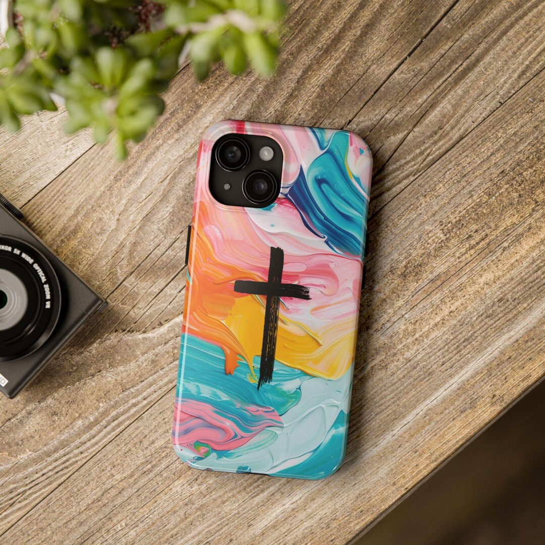 Cross on Abstract Pastel Background Magsafe iPhone Case, Christian ...