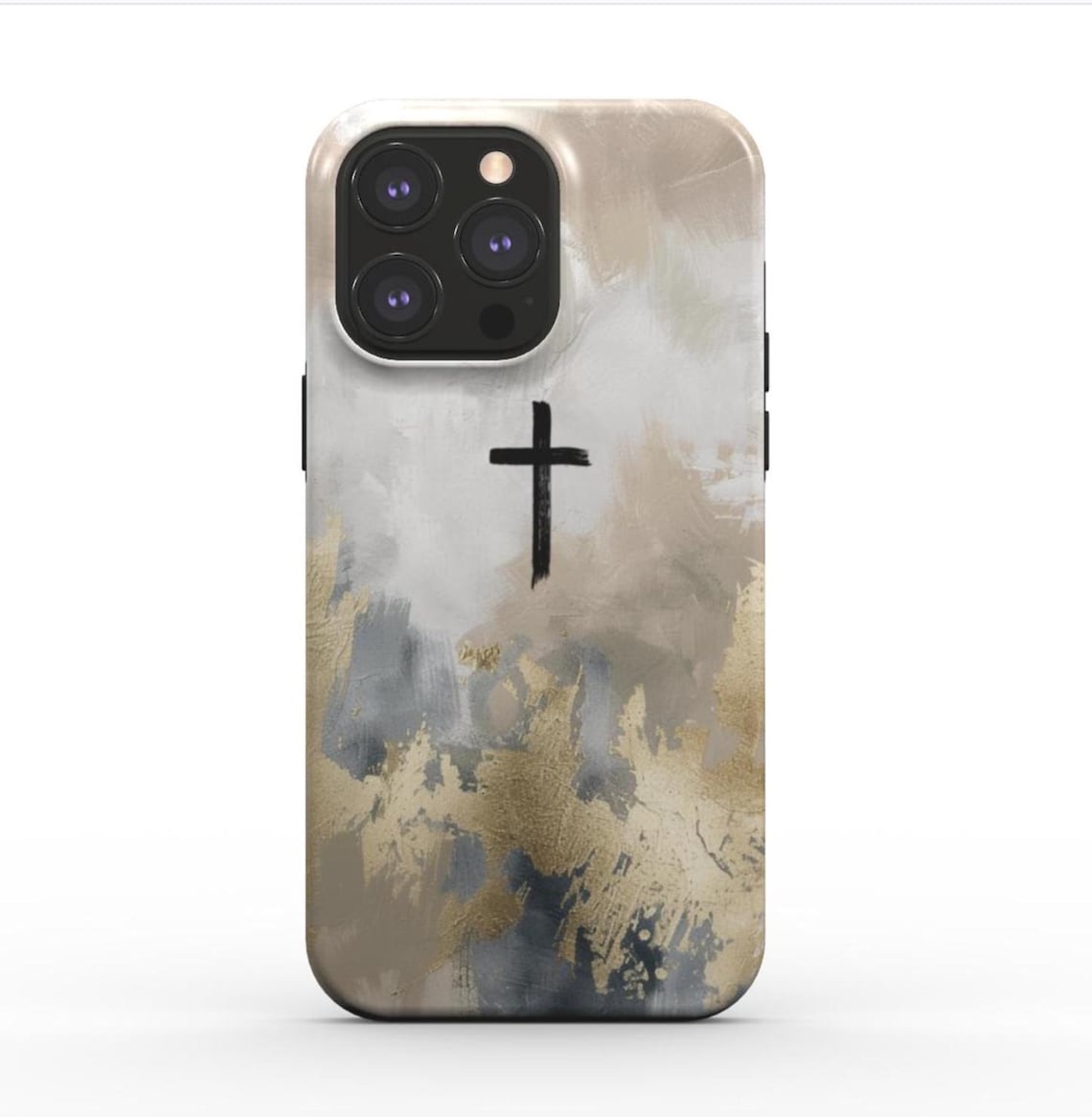Cross on Beige Gold Wallpaper Magsafe iPhone Case, Christian Catholic ...