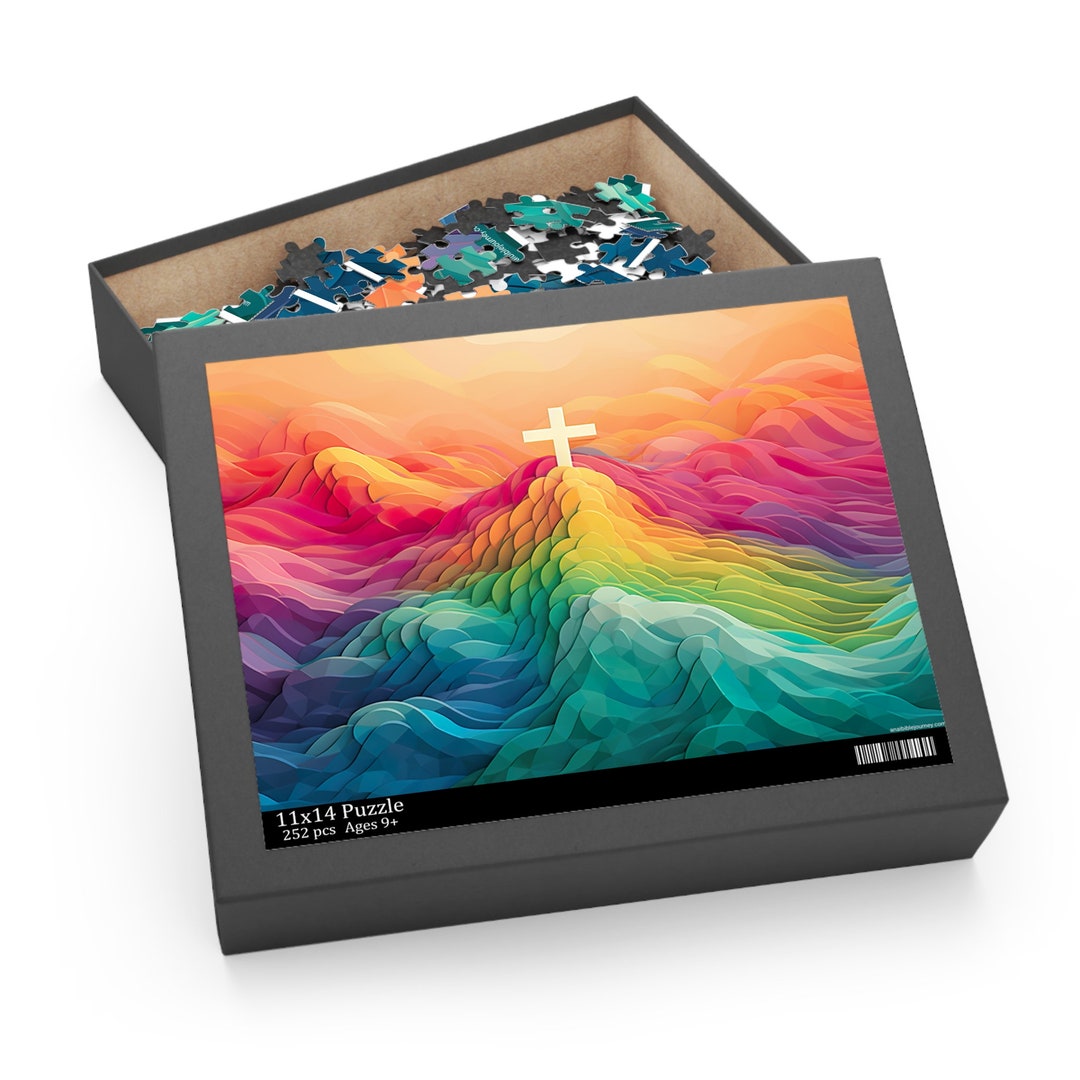 Colorful Cross on Calvary Abstract Christian Art Jigsaw Puzzle ...