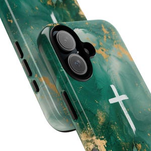 Brushed Cross on Emerald Gold Wall Christian Phone Case, Bible Cross ...