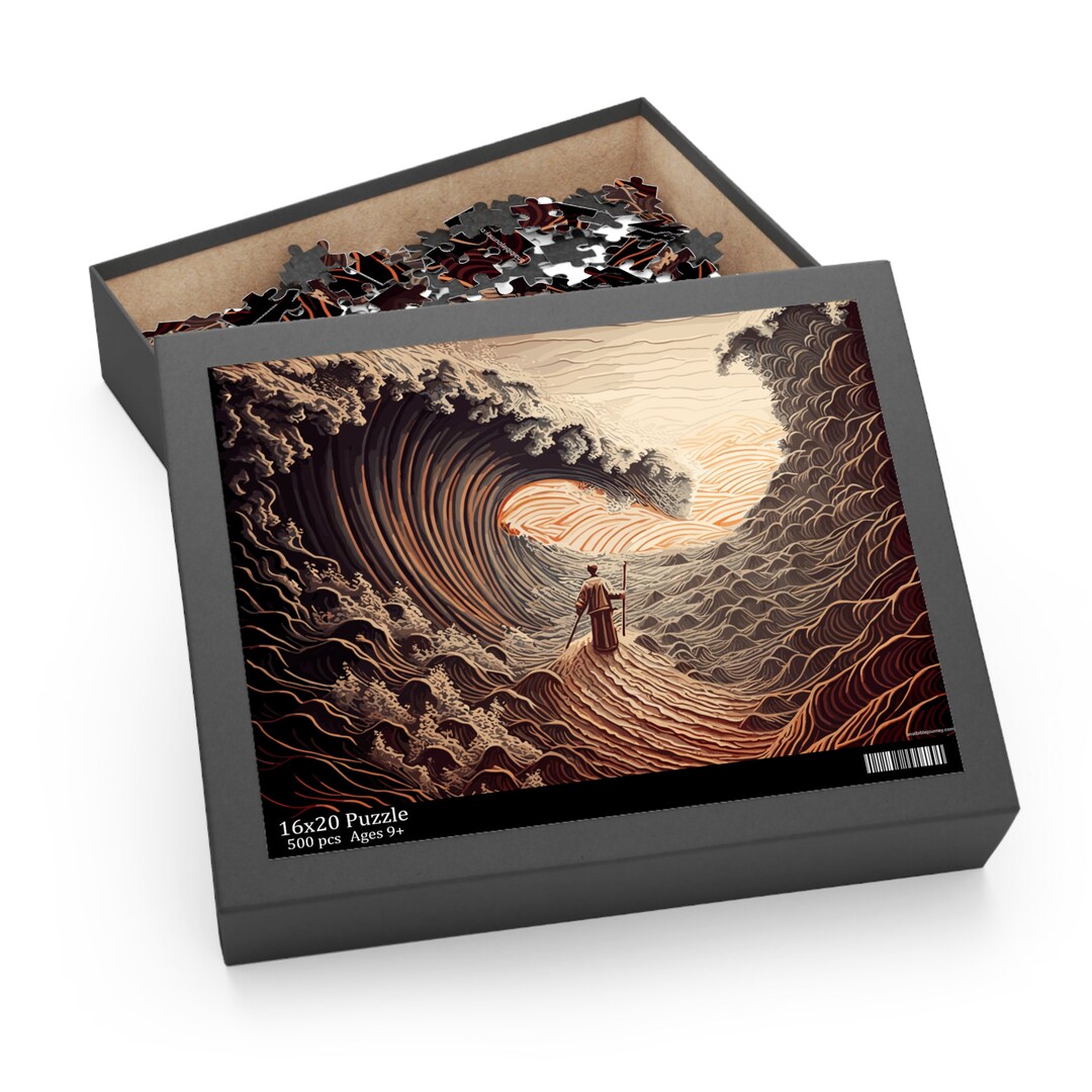 Moses Parting the Red Sea Art Jigsaw Puzzle, Bible Gift Puzzle ...
