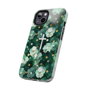 Green Floral Christian Cross iPhone Case, Catholic Phone Cover, Bible ...