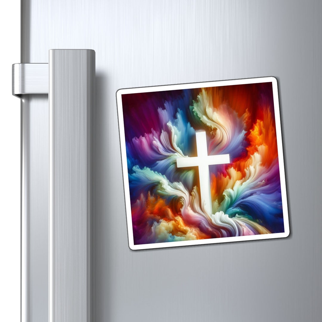 Colorful Cross Christian Magnet, Rainbow Faith Refrigerator Gift Magnet ...
