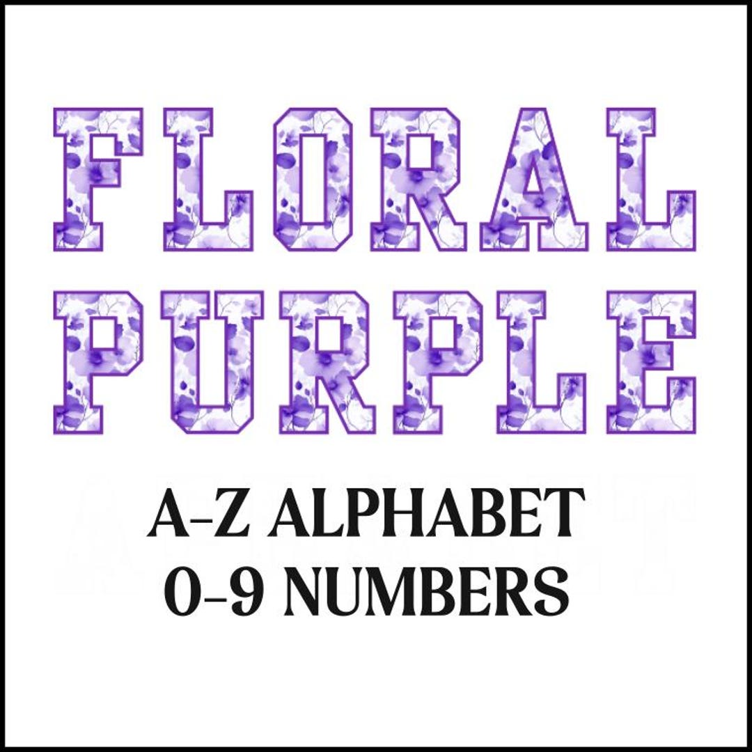 Floral Purple Alphabet Bundle, Printable Flourish Purple Monogram PNG ...