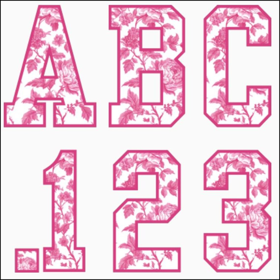 Floral Pink Alphabet Bundle, Printable Flourish Pink Monogram PNG ...