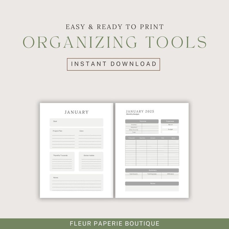 2025 PLANNER CALENDAR Minimalist Monthly Printable Neutral and Simple ...
