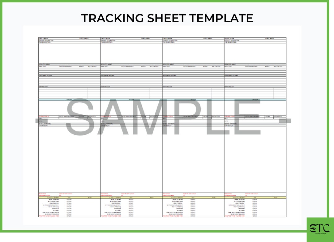 FASHION - Sample Approval Tracking Sheet Template - Etsy