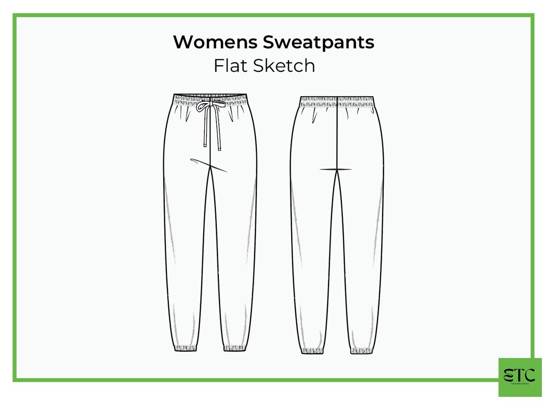 Sweatpants - Fashion Flat Sketch - Etsy