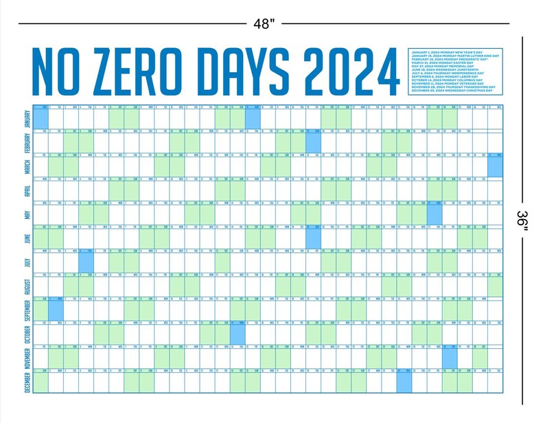 2024 One Page Calendar / Large 48" by 36" - Etsy
