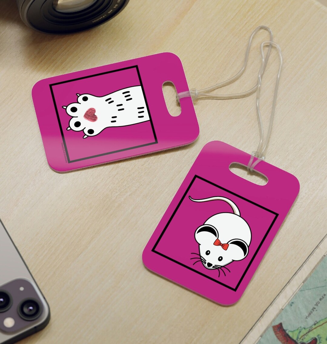 Fun Luggage Tag Cat and Mouse, Cute Cat Lover Gift, Animal Lover Gift ...