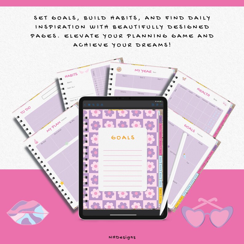 Girl Power Digital Planner for Goodnotes Undated Y2K Themed Yearly ...