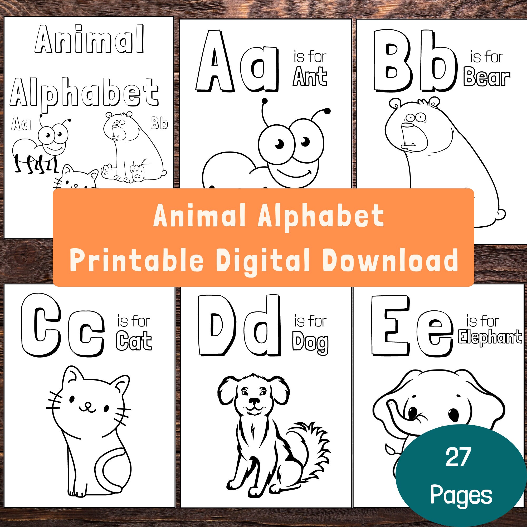 Animal Alphabet Children Coloring Pages - 27 COLORING PAGES - Etsy