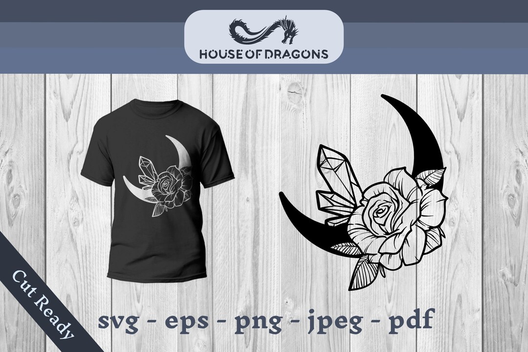 Rose Moon Instant Download SVG PNG EPS Jpeg Digital - Etsy