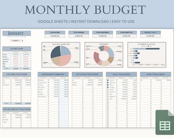 Monthly Budget Spreadsheet, Google Sheets Budget Template Planner ...