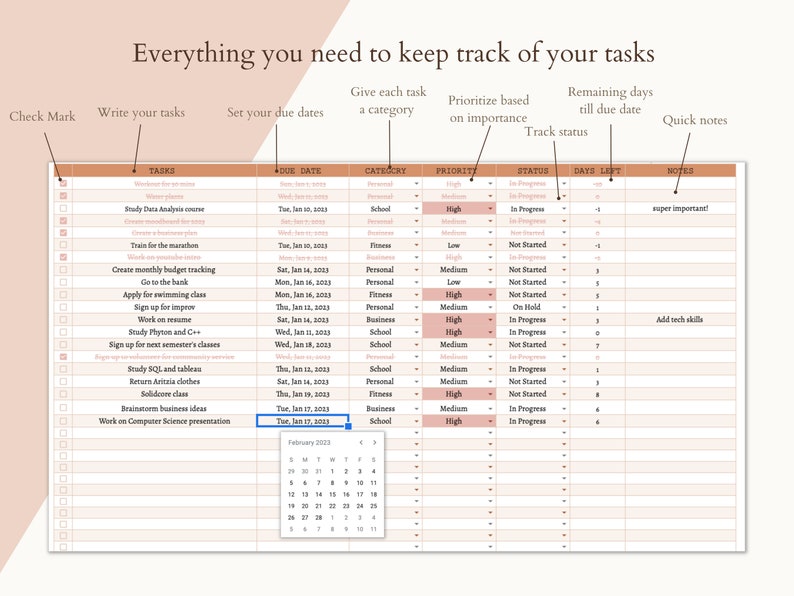 To Do List Planner, Google Sheet Template, Spreadsheet Planner, Digital ...