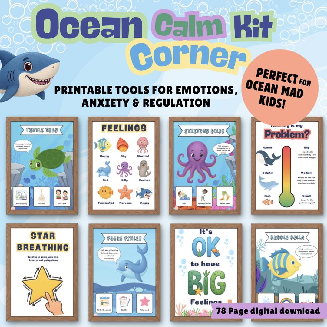 Ocean Calm Corner Kit | Printable Classroom Calm Down Area | SEL ...