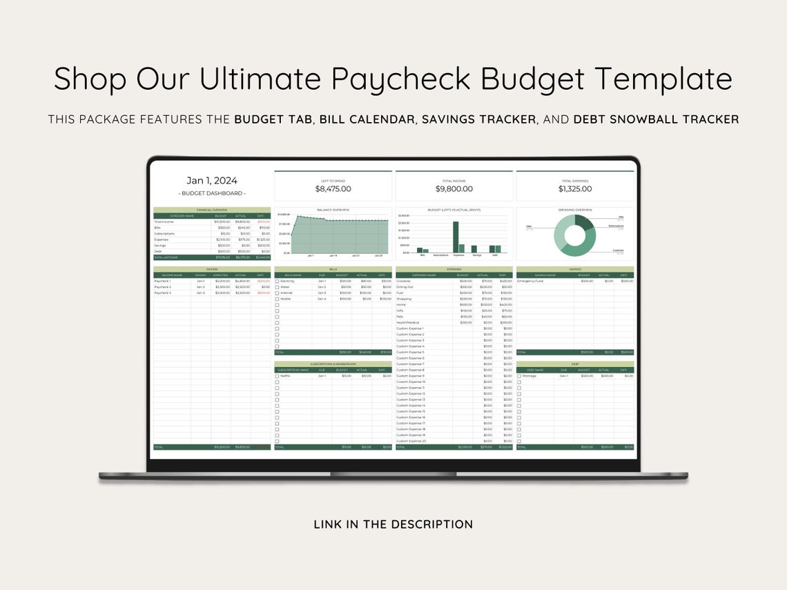 Paycheck Budget Spreadsheet, Google Sheets Budget Template, Budget by ...
