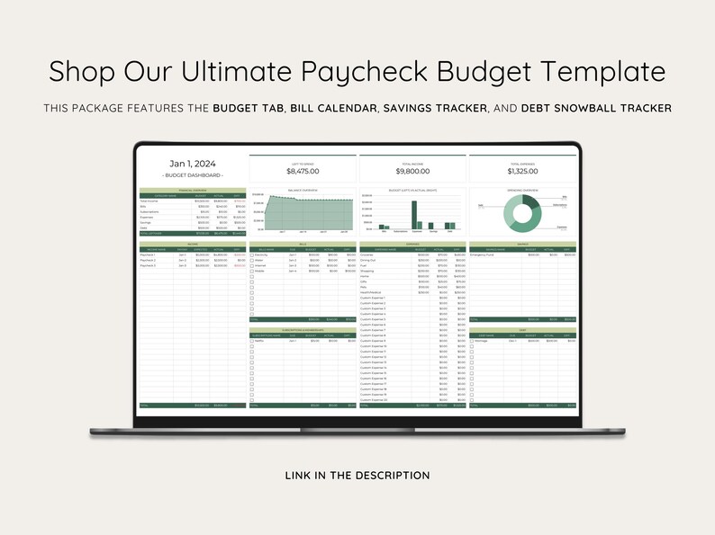 Paycheck Budget Spreadsheet, Google Sheets Budget Template, Budget by ...