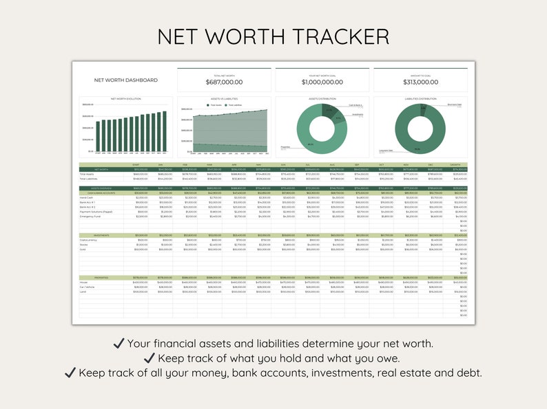 Net Worth Tracker Spreadsheet Template for Google Sheets, Net Worth ...