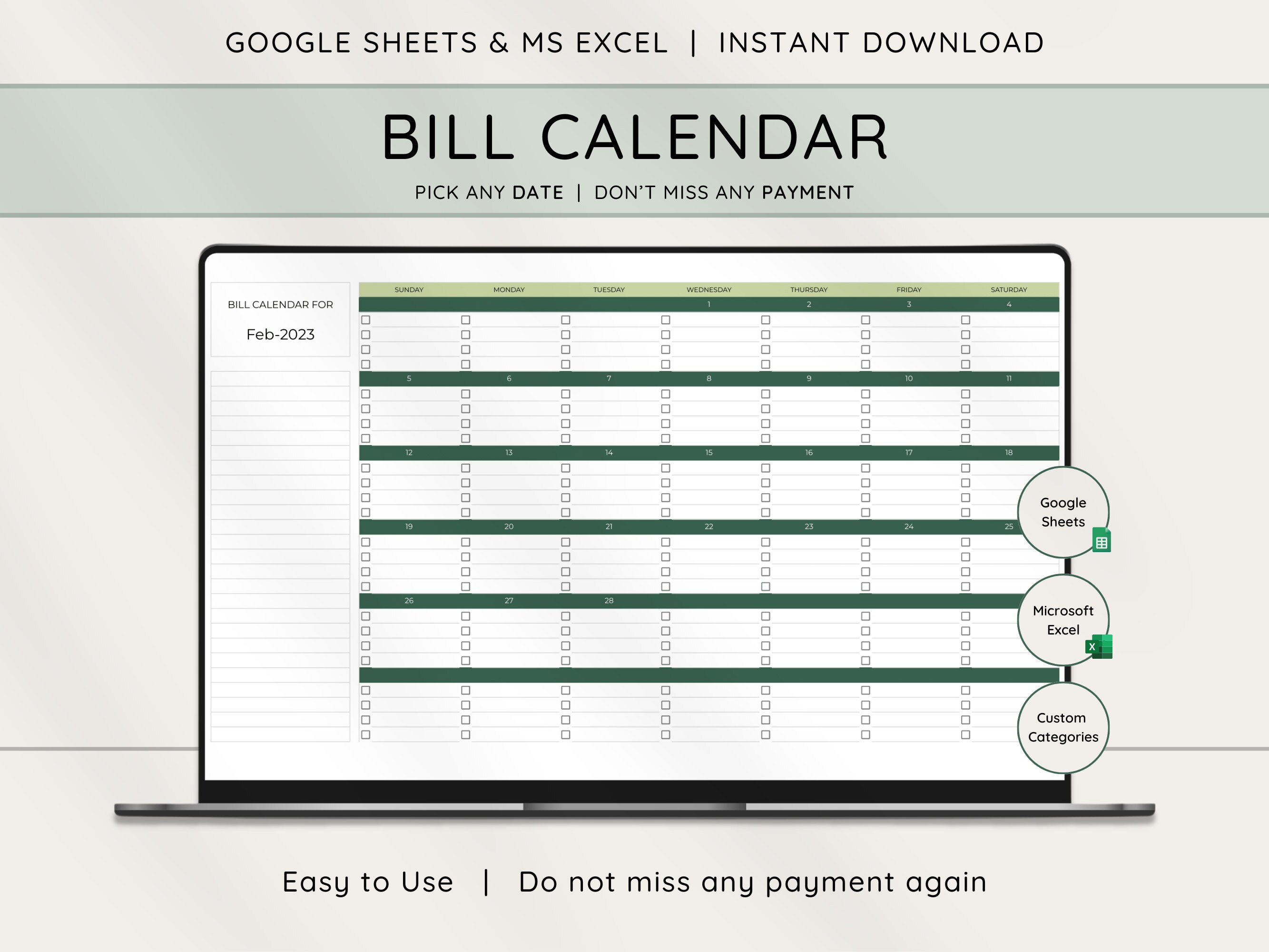 Bill Tracker Spreadsheet, Google Sheets Excel Budget Template, Excel ...