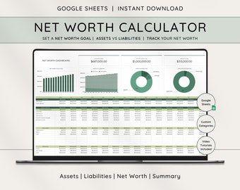 Net Worth Tracker Spreadsheet Template for Google Sheets, Net Worth ...