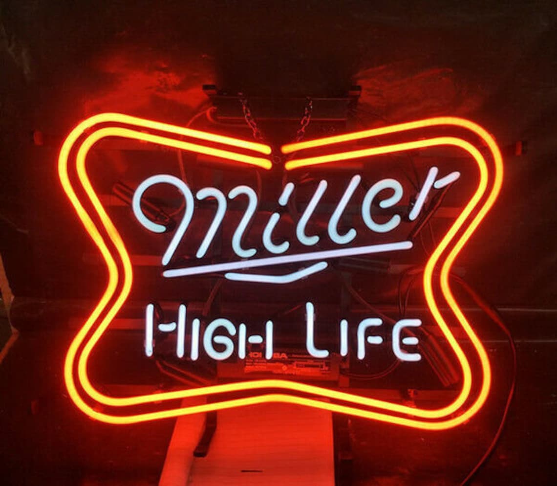 New Miller High Life Lite Neon Sign 17x14 Real Glass Lamp for Beer Bar ...