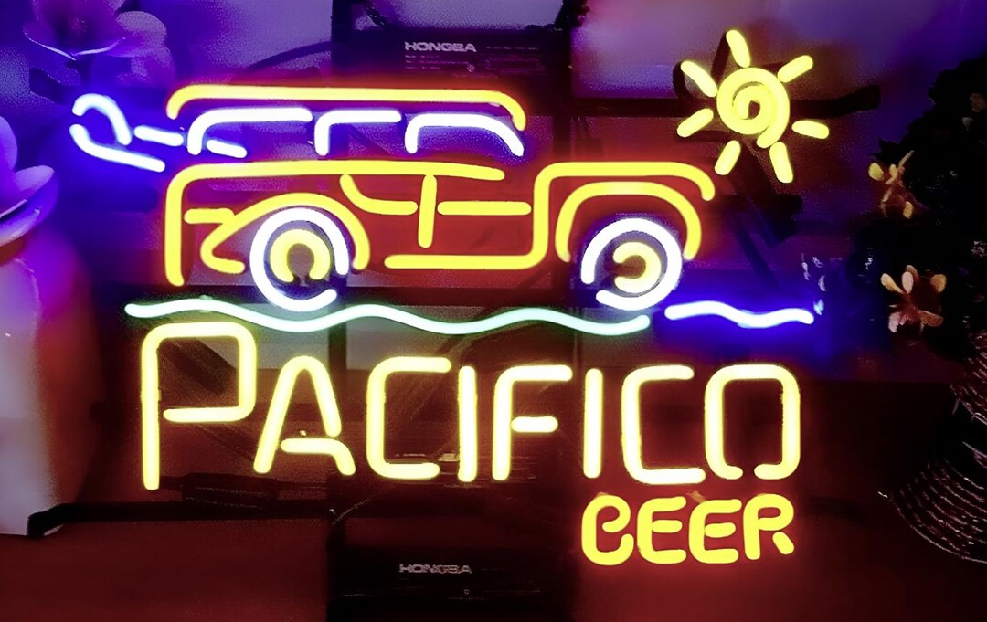 Cerveza Pacifico Wagon Woody 20"x16" Neon Sign | Real Glass Beer Bar ...