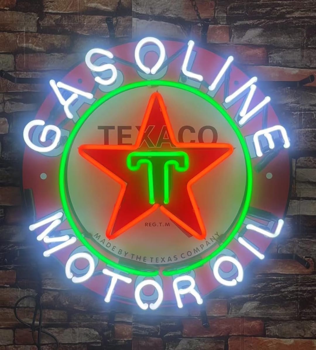 Classic Motor Oil Neon Light Sign - 24"x24" Red, White & Green Glass ...