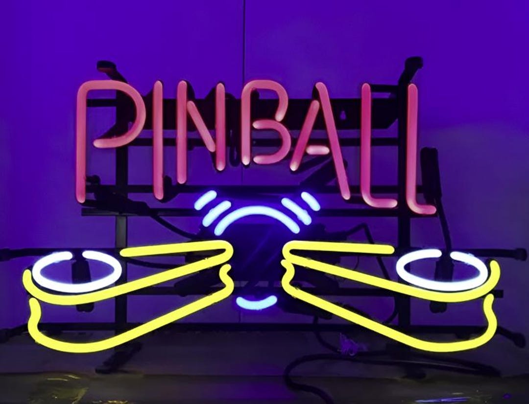 Vintage Pinball Theme 17"x14" Neon Sign Light for Game Room & Arcade ...