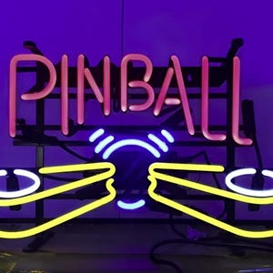 Vintage Pinball Theme 17"x14" Neon Sign Light for Game Room & Arcade ...
