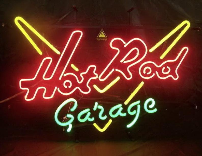 Vintage Hot Rod Muscle Car 20"x16" Neon Light Sign – Classic Glass Wall ...