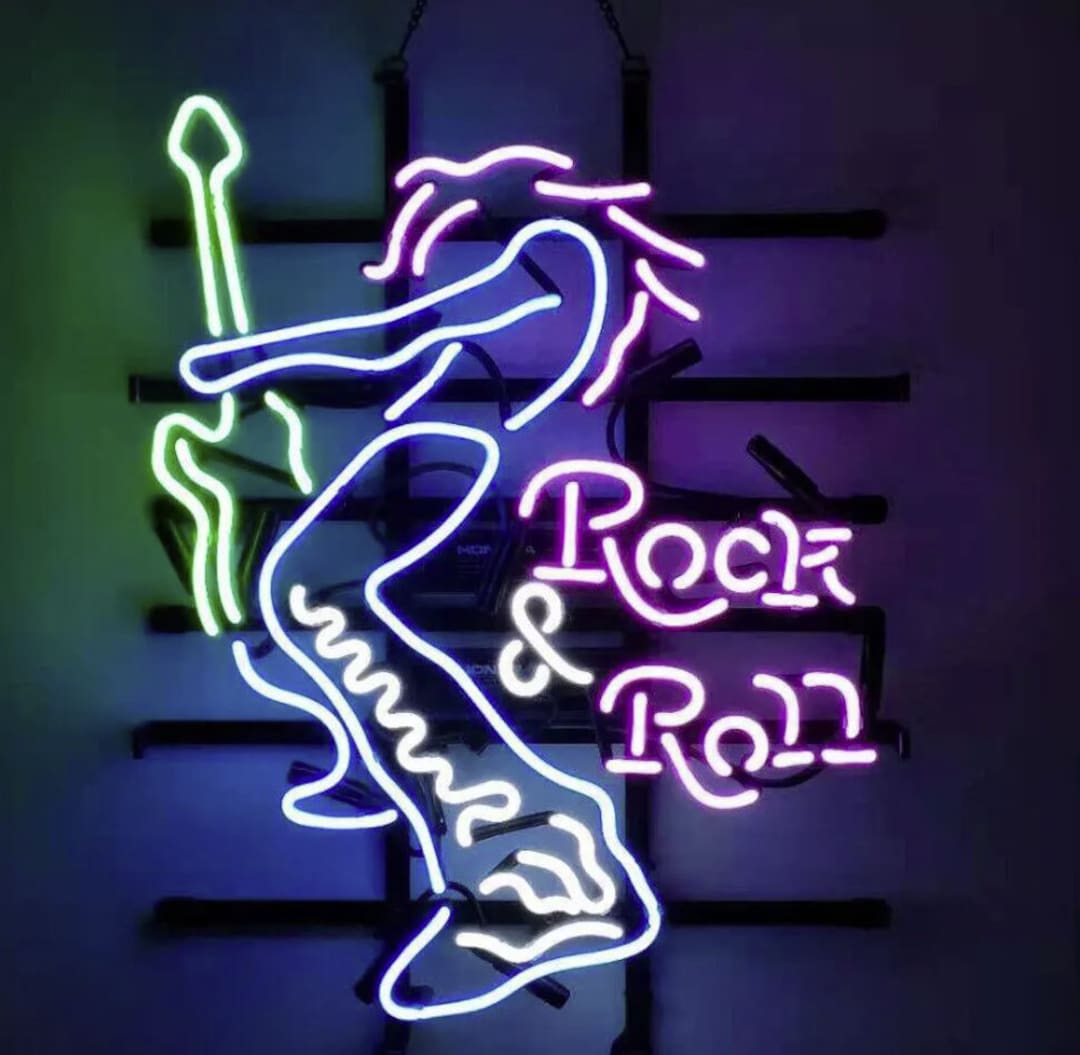Rock & Roll Guitar Neon Light Sign 20"x16" - Perfect Beer Bar Wall ...