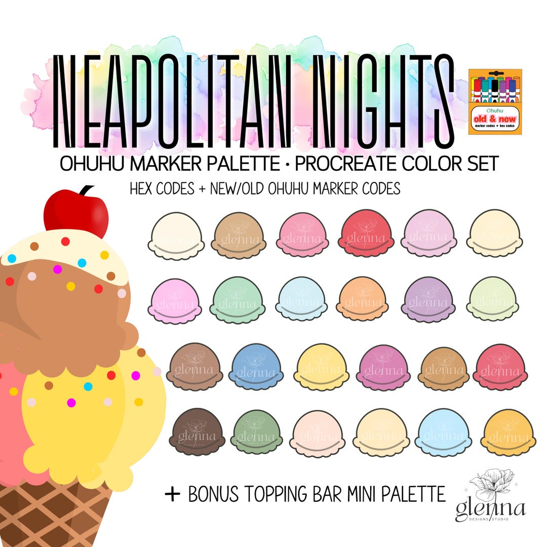 Neapolitan Ice Cream Color Palette: Procreate & Ohuhu Swatches (digital ...