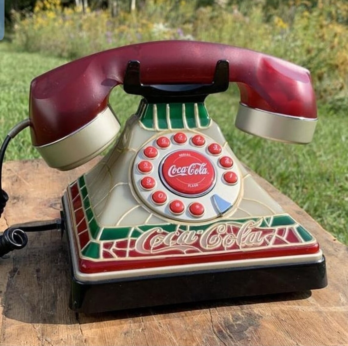 Coca Cola Telephone, Stain Glass Appearance Light up Push Button Phone ...