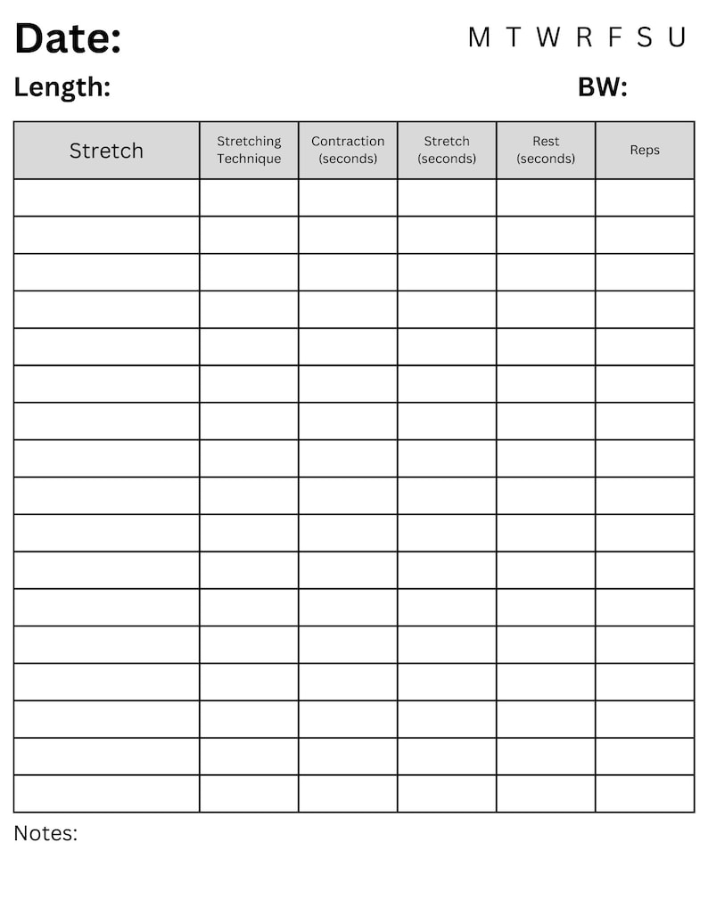 Exercise Tracker, Stretching Log, Exercise Log, Workout Tracker ...