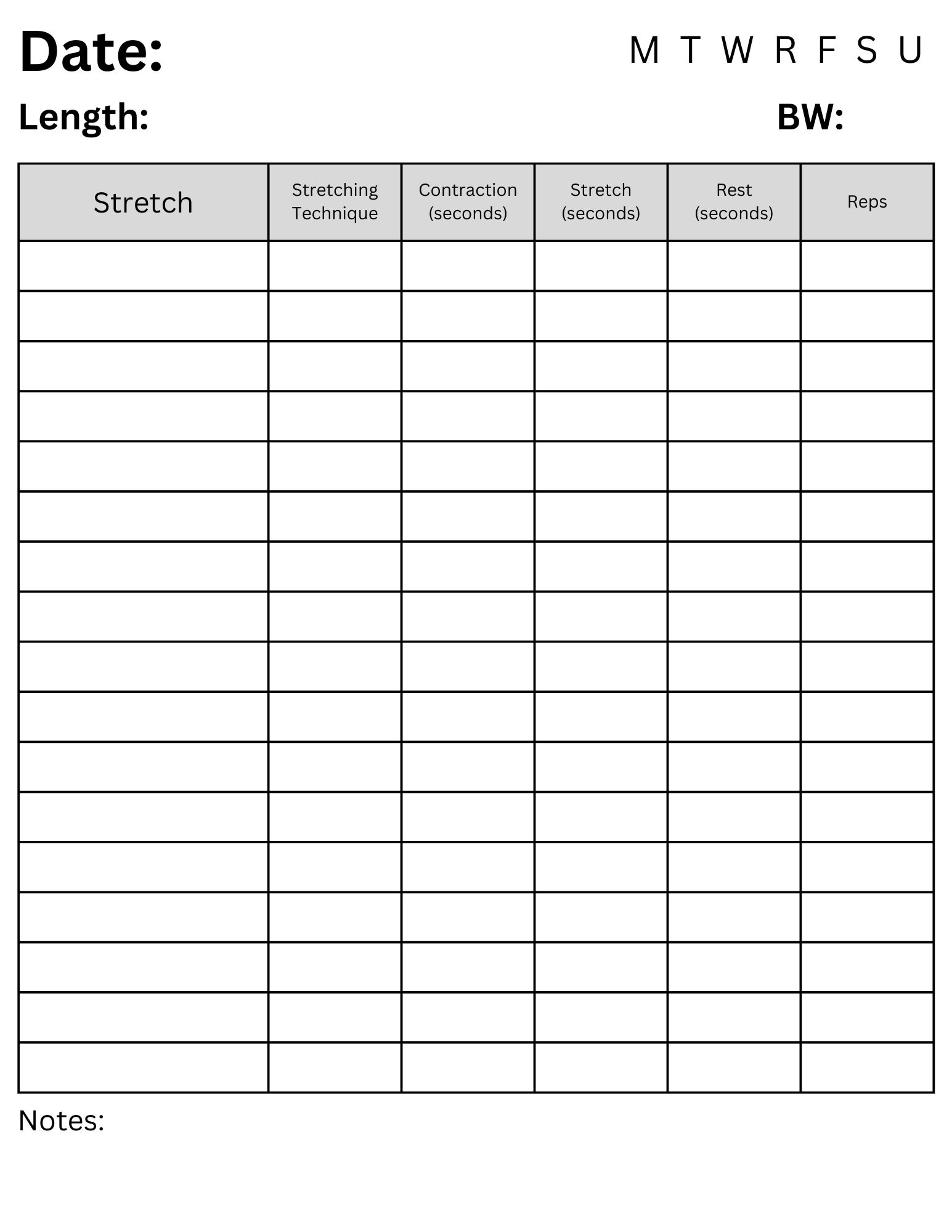 Exercise Tracker, Stretching Log, Exercise Log, Workout Tracker ...