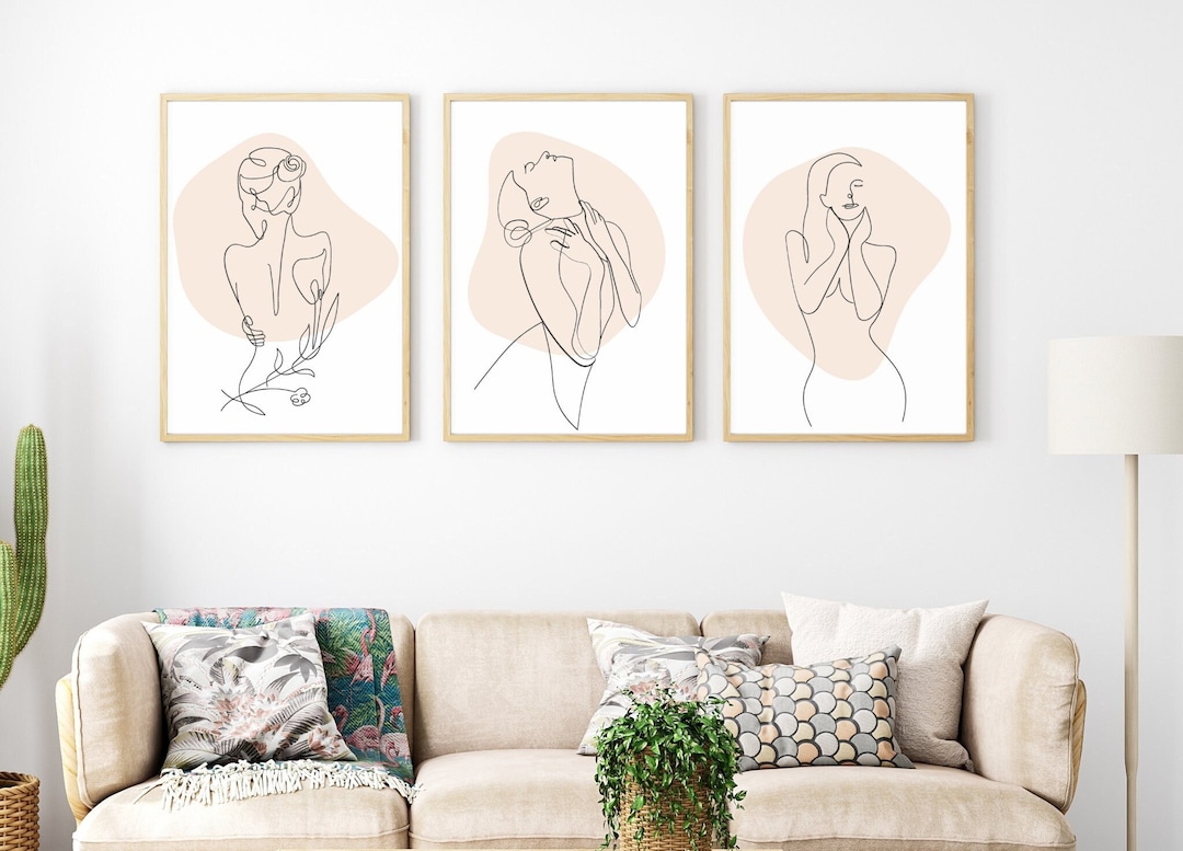 Line Art Feminine Drawing Female Wall Art Living Room Neutral Gift for ...
