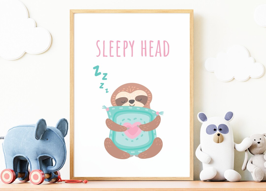 Sleepy Pastel Sloth Printable, Nursery Sleep Kid Wall Art, Baby Bedroom ...