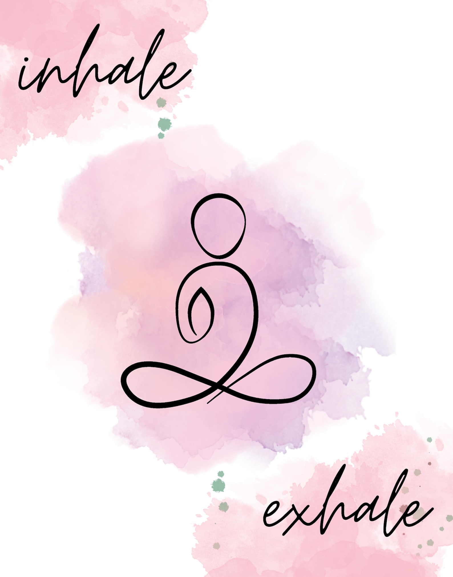 Namaste Zen Inhale Exhale Wall Line Art Print, Pastel Yoga Inspired ...