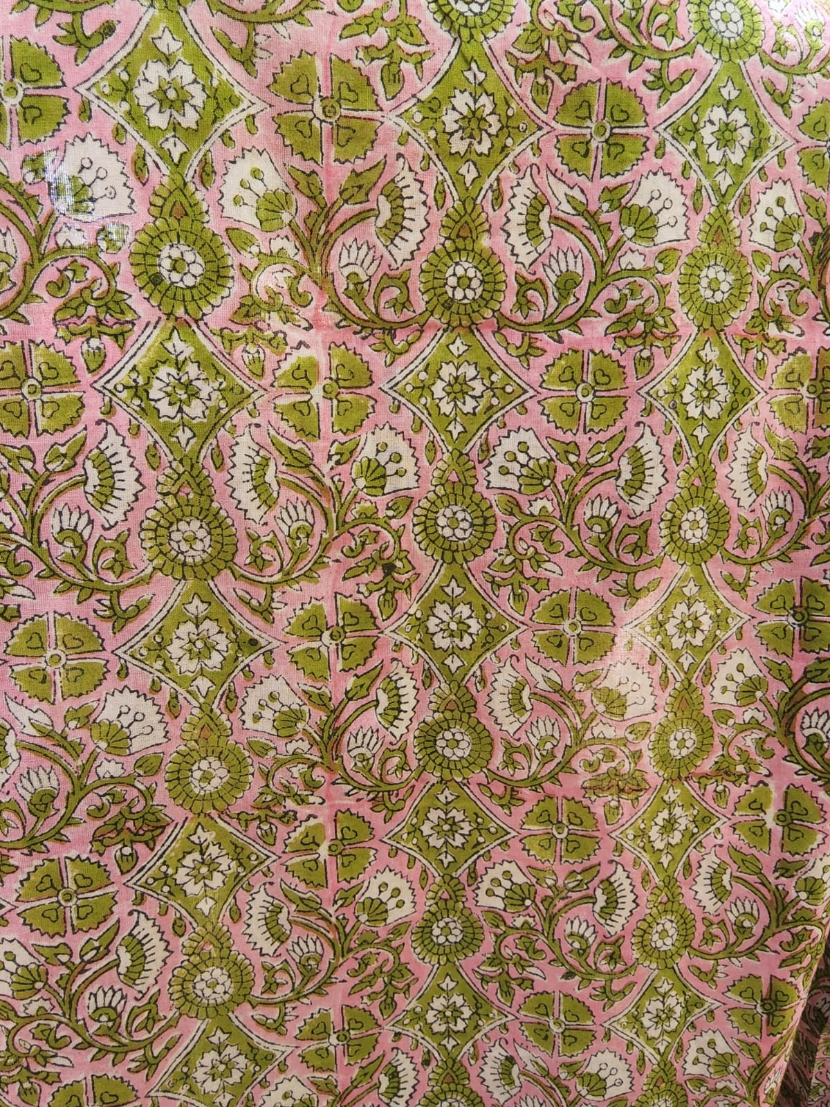 Sheila Dress - Pink/green Blockprint - Etsy
