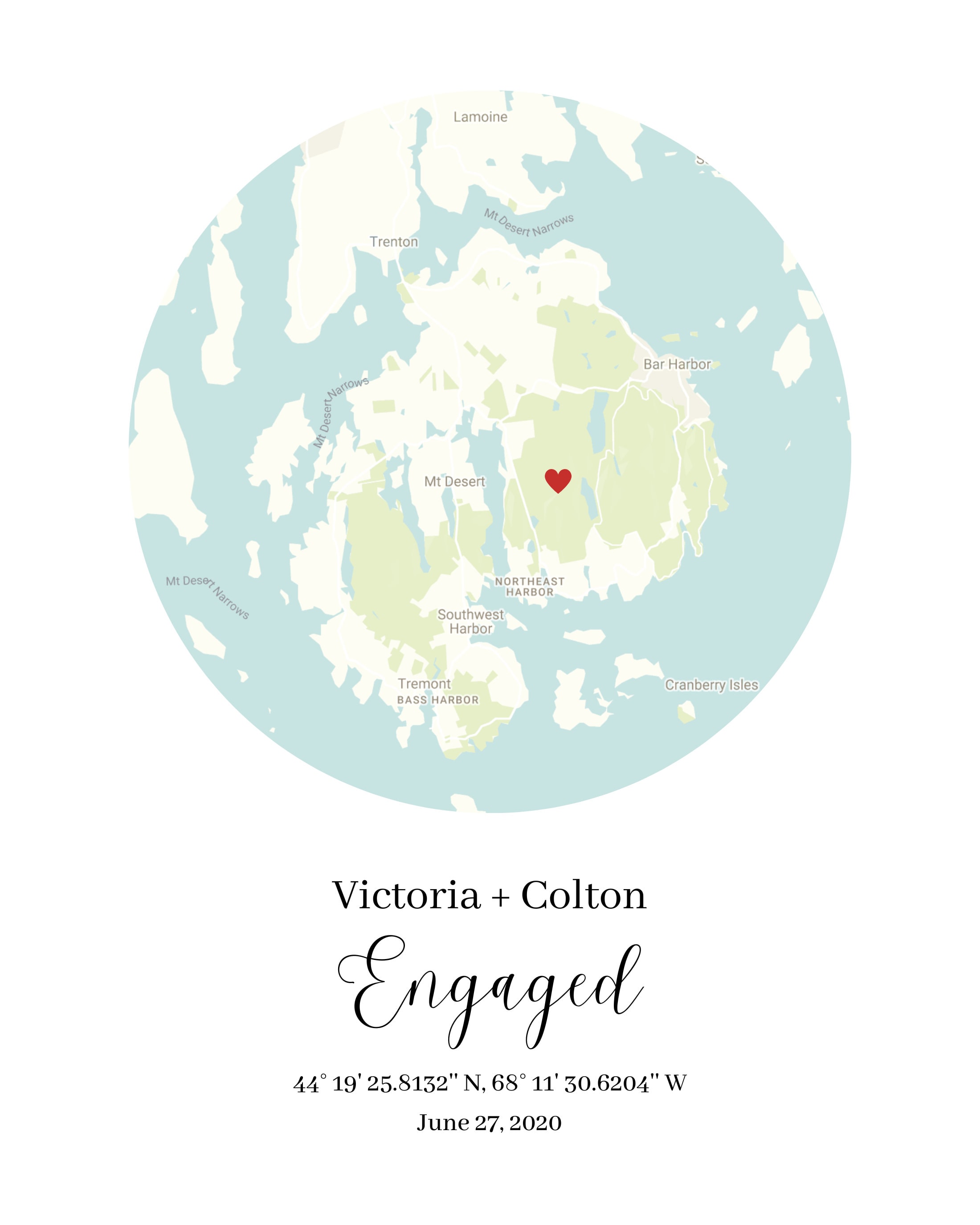 Engagement Map Print Engagement Map Gift Engagement Gifts for Couple ...