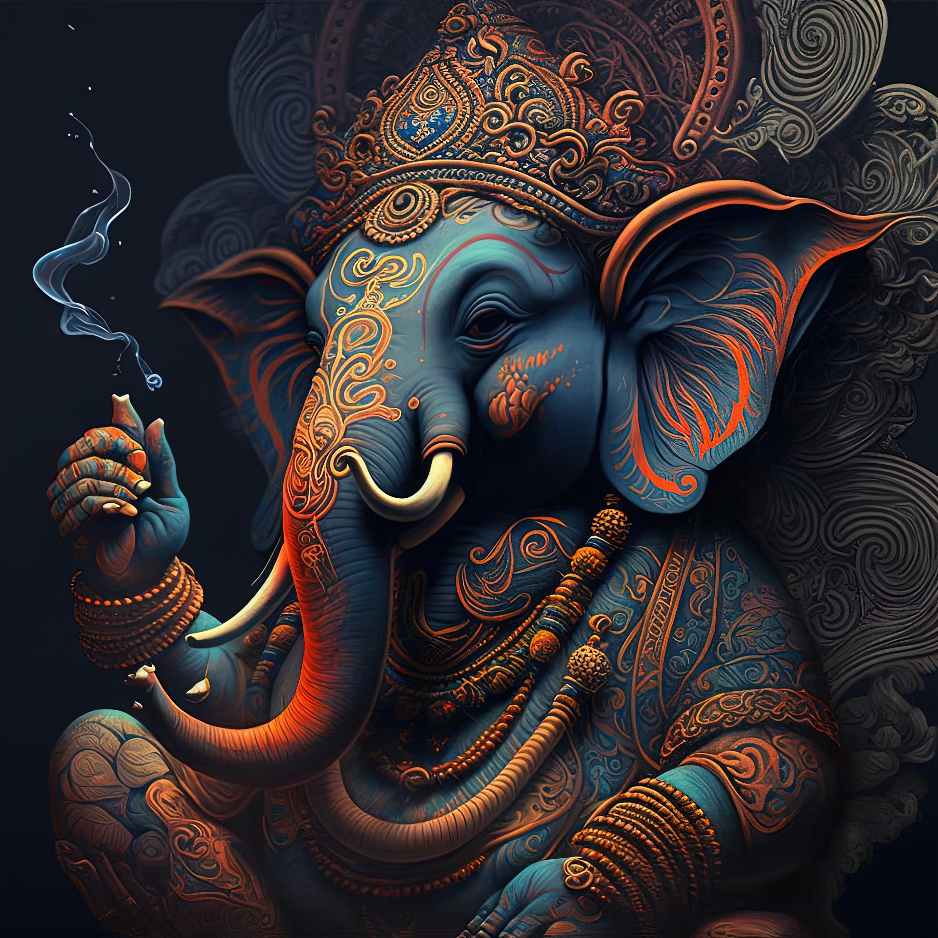 Ganesha Digital Colorful Vintage Wallpaper Original Art Ganesha ...