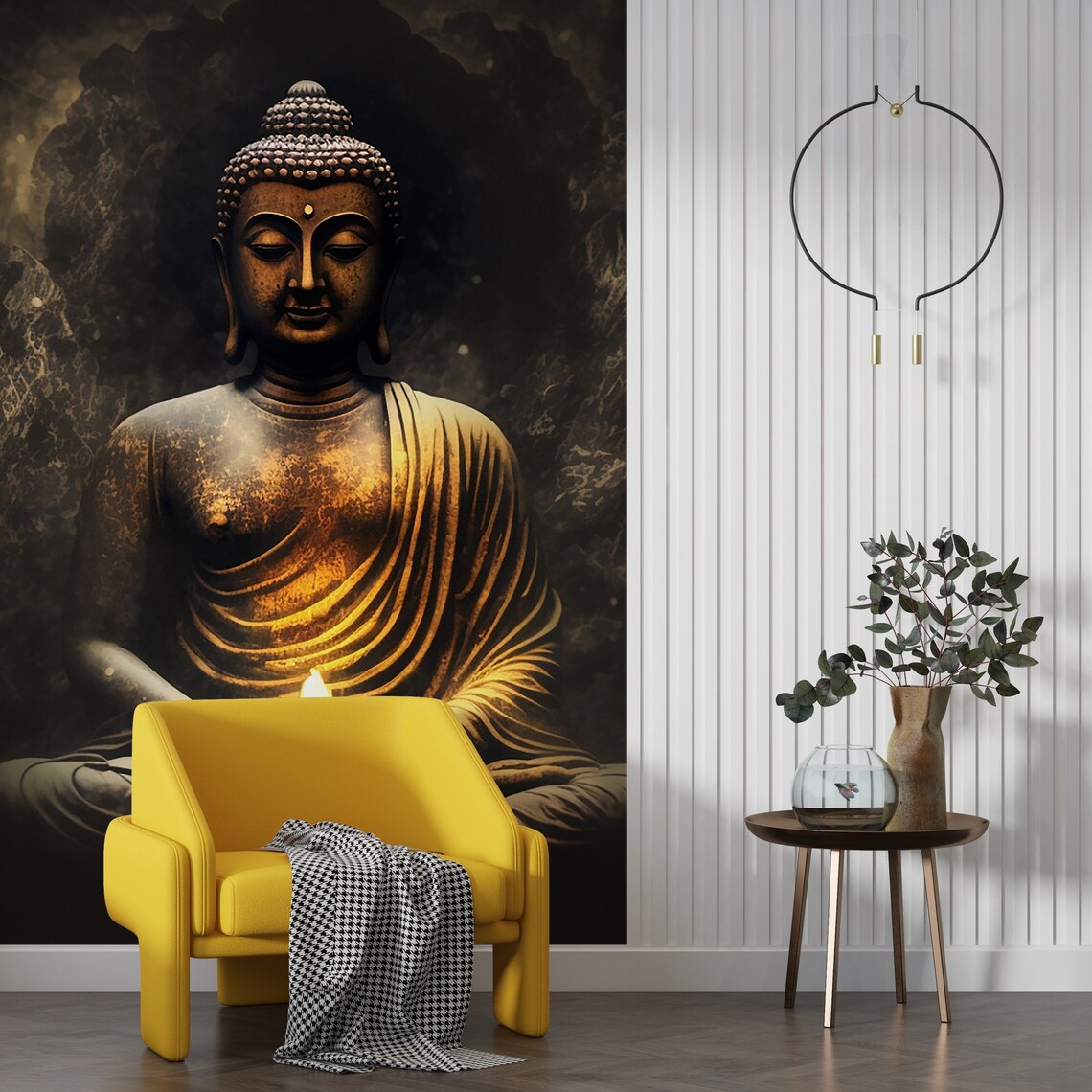Buy Wellness Wall Mural Rustic Buddha Spa Wallpaper Beautiful White ...