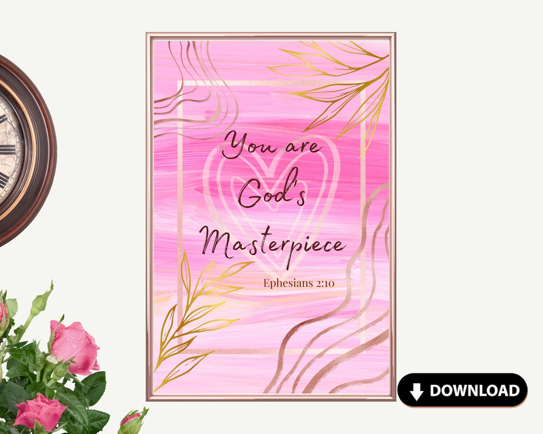 You Are God's Masterpiece Ephesians 2:10 Prayer Bible Faith Wall Art ...